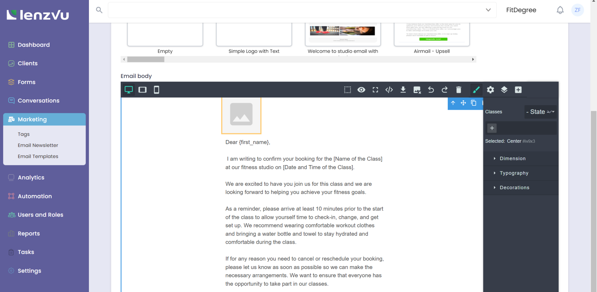 How To Center Text Within Our Email Template Designer - LenzVU