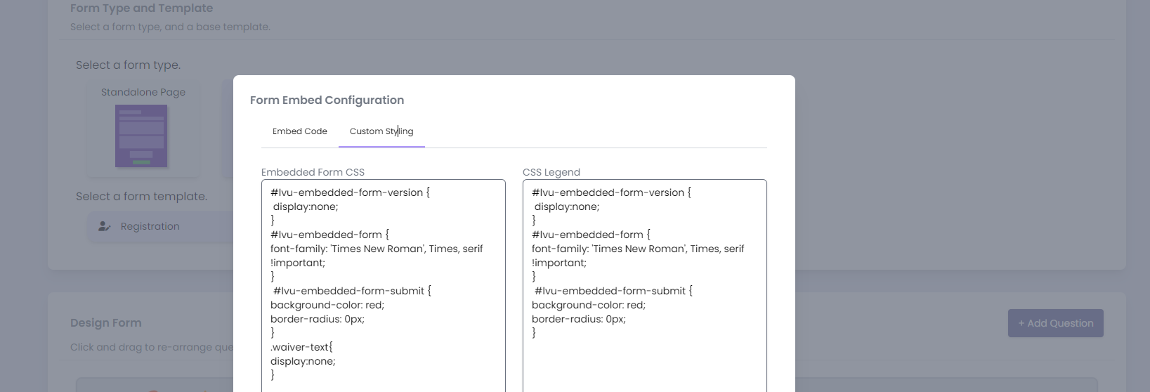 Embedding a form within your page - LenzVU